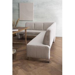 Eckbank, B:264cm H:91cm T:197cm, beige, exxpo - SOFA FASHION, NaturLeder;Strukturstoff (Zusammensetzung: Polyester 100%);Luxus-Microfaser