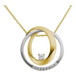 Firetti Damen Kettenanhänger "Schmuck Geschenk Gold 375 Halsschmuck Anhänger Fantasie bicolor", 0,09 P2 = erkennbare Einschlüsse, Diamanten Gelbgold