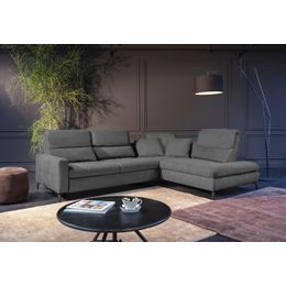 Ecksofa Alina, B:286cm H:127cm T:228cm, grau, Struktur fein TCM (100% Polyester), Wohnzimmer, Sofas, "Louis", Breite 286 cm, R&uuml;ckenlehnenverstellung,