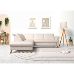 Sit & More Ecksofa SIT & MORE, B:250cm H:91cm T:220cm, beige, 100% Polyester, Wohnzimmer, Sofas, "Romero L-Form", wahlweise mit oder ohne TV-Funktion,