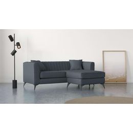 Ecksofa Home Affaire, B:201cm H:74cm T:162cm, grau, 100% Polyester, Wohnzimmer, Sofas, "MATTHEW L-Form ideal für kleine Räume, Maße B/T/H: 201/162/74