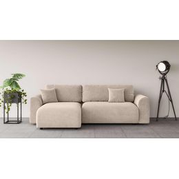 Ecksofa Home Affaire, B:235cm H:80cm T:138cm, beige, 100% Polyester, Wohnzimmer, Sofas, "VasbySuyal", L-Form