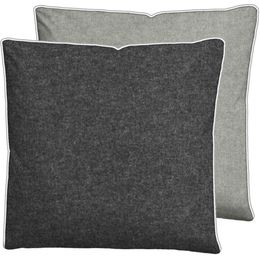 Kissenbezug Biberna, B:40cm L:40cm, grau, Flanell, Obermaterial: 100% Baumwolle, Outdoor, Kissenbez&uuml;ge, "Hermal Flanell mit Rei&szlig;verschluss,