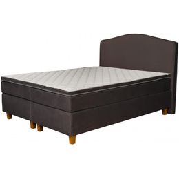 Boxspringbett Inosign, B:181cm L:208cm, braun, 100% Polyester, Komplettbetten, "Jalma", F&uuml;&szlig;e aus massiver Birke ; Inkl. Topper