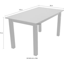 Esstisch Home Affaire, B:160cm H:76cm T:80cm, braun, K&uuml;che, Tische, "Salmi", mit sch&ouml;nen eingefr&auml;sten Rillen, in 2 Gr&ouml;&szlig;en