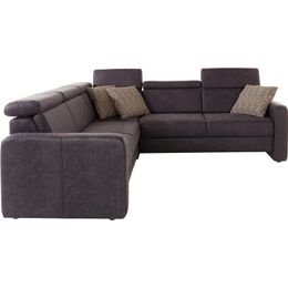 Sit & More Ecksofa SIT & MORE, B:247cm H:84cm T:227cm, braun, Wohnzimmer, Sofas, "Bologna L-Form", Kopfteilverstellung, wahlweise mit Bettfunktion und
