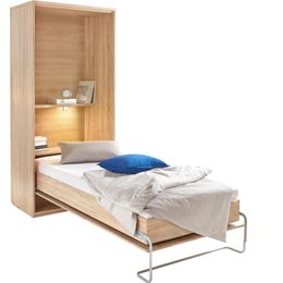 Schrankbett Priess, H:211cm, braun, Schrankbetten, "Ancona", mit Regal und LED-Beleuchtung