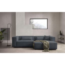 Ecksofa, B:267cm H:66cm T:167cm, grau, LeGer Home by Lena Gercke, 100% Polyester, Wohnzimmer, Sofas, "PIARA mit Kedernaht, Cord, Leinenoptik o.