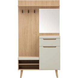 Kompaktgarderobe Home Affaire, B:107cm H:197cm T:34cm, gr&uuml;n, Holzwerkstoff, Schr&auml;nke, "Torge, Garderobe mit Stauraum, Garderobenschrank im Scandic