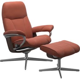 stressless "Consul" Set, Relaxsessel mit Hocker, mit Hocker, mit Cross Base, Gr&ouml;&szlig;e S, M & L, Holzakzent Wenge