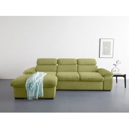 Ecksofa COTTA, B:250cm H:73cm T:165cm, grün, 90% Polyester, 10% Polyamid, Wohnzimmer, Sofas, "Lola L-Form mit Kopfteilfunktion & Hocker", wahlweise