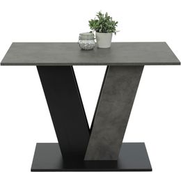 Esstisch Hela, B:110cm H:76cm T:70cm, schwarz, K&uuml;che, Tische, "JUDITH mit ABS-Kante", Melamin, S&auml;ulentisch, V-Form, Bodenplatte farblich abgesetzt