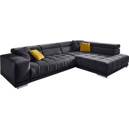 Ecksofa DIE PLANBAR, B:323cm H:73cm T:222cm, grau, Wohnzimmer, Sofas, "MP-IN15053 L-Form breiter Schenkel", wahlweise mit Kopfteilverstellung und