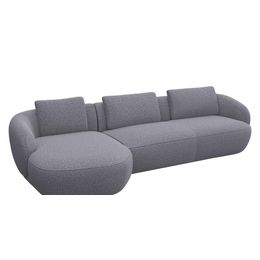 Wohnlandschaft FLEXLUX, B:307cm H:85cm T:146cm, grau, 100% Polyester, Sofas, "Torino, rund, L-Form, Sofa-Ecke mit Recamiere, Longchair-Sofa",