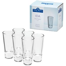 Van Well Schnapsglas "Ida", 10,2cm, 40ml, 6 Stk., transparent, Trinkgef&auml;&szlig;e, sp&uuml;lmaschinengeeignet, 4 cl, 6-teilig