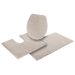 Badematte my home, H:10mm, beige, Polyester, Badematten, "Vanessa, Badvorleger, Badezimmer Teppich", Badteppich, weiche Haptik, unifarben