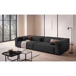 3-Sitzer "PIARA XXL, Sofa mit Kedernaht in Cord, Leinenoptik o. Strukturstoff", anthrazit, B:316cm H:66cm T:136cm, 100% Polyester, LeGer Home by Lena Gercke, Sofas, schwarze F&uuml;&szlig;e, bequemer Sitzkomfort, extra tiefe Sitzfl&auml;che