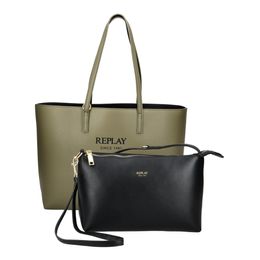 Replay Damen Henkeltasche "Replay Taschen Lederimitat", grün, Lederimitat, Taschen