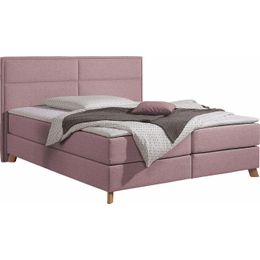 Boxspringbett Home Affaire, B:171cm L:209cm, rosa, Strukturstoff-Bezug (100% Polyester);Topperbezug 100% Polyester, Komplettbetten, "Caria", in 5
