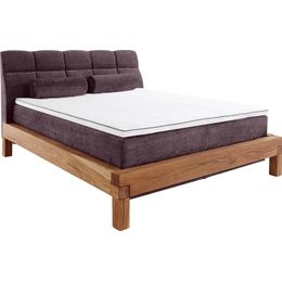 Boxspringbett Home Affaire, B:179cm L:231cm, lila, Polyester, Komplettbetten, "Villads", Liegefl&auml;che: 160/200 cm aus Balkeneiche,