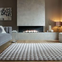 Hochflor-Teppich FLAIR RUGS, B:120cm H:35mm L:170cm, grau, Kunstfaser, Teppiche, "Waffle Faux Fur", Waffelmuster, waschbarer Kunstpelzteppich