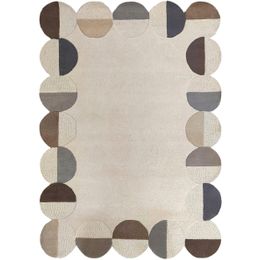 Wollteppich FLAIR RUGS, B:160cm H:12mm L:230cm, beige, Wolle, Teppiche, "Mia Scallop", in Jakobsmuschel-Form