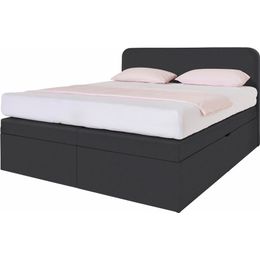Boxspringbett, B:145cm L:212cm, schwarz, Westfalia Schlafkomfort, Box und Kopfteil: Microvelours (100% Polyester) oder Kunstleder (Polyurethan);Bezug