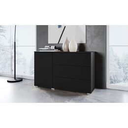 Sideboard Inosign, B:111cm H:68cm T:39cm, schwarz, Wohnzimmer, Sideboards, "PARIS", Moderne 110cm breite grifflose Kommode, vielseitig einsetzbar