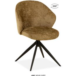 Esszimmerstuhl OMG DESIGN, B:59,5cm H:85cm T:67cm, braun, Polyester, St&uuml;hle, "Jane", Drehstuhl mit auto-return, Schalenstuhl