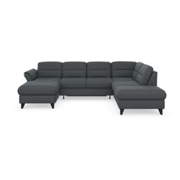 Sit & More Wohnlandschaft SIT & MORE, B:306cm H:87cm T:212cm, grau, 100% Polyester, Sofas, "Mellum U-Form", Federkern, wahlweise mit Bettfunktion, Stauraum und
