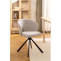 Esszimmerstuhl ACTONA GROUP, B:46cm H:80cm T:58cm, beige, 96% Polyester/4% Acryl, St&uuml;hle, "Pippa Armlehnstuhl, Drehstuhl", beiger Stoff, schwarze