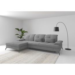 Sit & More Ecksofa SIT & MORE, B:279cm H:90cm T:185cm, grau, 100% Polyester, Wohnzimmer, Sofas, "Amica, L-Form, inkl. Sitztiefenverstellung &