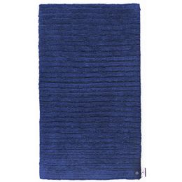 Badematte Tom Tailor HOME, H:20mm, blau, Baumwolle, Badematten, "Cotton Stripes", Uni Farben, gestreift, reine Baumwolle, Hoch-Tief Effekt