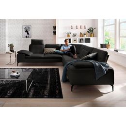 Ecksofa W.Schillig, B:318cm H:83cm T:298cm, schwarz, Longlife Xtra-Leder Z73: Naturwalkleder der Luxusklasse aus den erlesensten Rohhäuten.