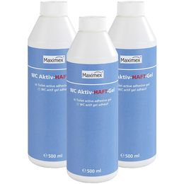 WC-Reiniger Maximex, B:6cm H:21cm T:21cm, blau, Reinigungsmittel, "Aktiv-Haftgel", 3x500 ml, fl&uuml;ssiger WC-Reiniger f&uuml;r hygienische Sauberkeit,