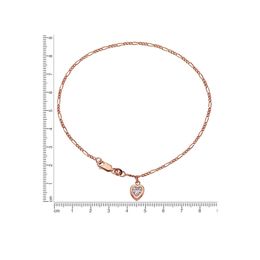 Firetti Damen Fu&szlig;kette "Schmuck Geschenk Silber 925 K&ouml;rperschmuck Herz+LIEBE Figarokette", Silber 925 (Sterlingsilber), rosa, Silber 925