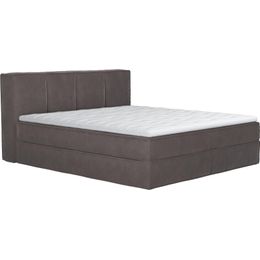Boxspringbett, B:190cm L:230cm, silber, LeGer Home by Lena Gercke, 100% Polyester, Komplettbetten, "Addyson", Boxspringbett inkl. Topper, 2 Matratzen