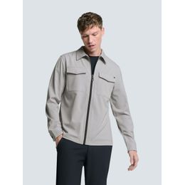 NO EXCESS Herren Langarmhemd "NO EXCESS Stretch Overshirt mit Reißverschluss", grau, Gr. S, 67% Polyester (recycelt) 29% Viskose, 4% elasthan, Hemden
