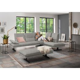 Ecksofa W.Schillig, B:284cm H:94cm T:224cm, grau, Flachgewebe S22 (100% Polyester), Wohnzimmer, Sofas, "broadway, Designsofa, toller Sitzkomfort,