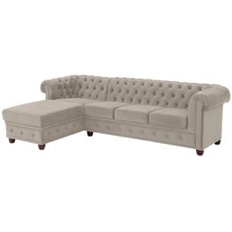 Chesterfield-Sofa Home Affaire, B:255cm H:72cm T:171cm, beige, Sofas, "New Castle L-Form", hochwertige Knopfheftung in Chesterfield-Design, B/T/H: