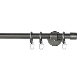 Gardinenstange Garesa, L:200cm &Oslash;:16mm, grau, Metall, Gardinenstangen, "RUSTIKA", rustikale Vorhanggarnitur, verl&auml;ngerbar, m. Ringe, Endkappe