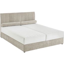 Boxbett, L:211cm, beige, ATLANTIC HOME COLLECTION, 100% PES, Komplettbetten, "ALISIA", mit Taschenfederkern, Bettkasten und Kissenrolle im