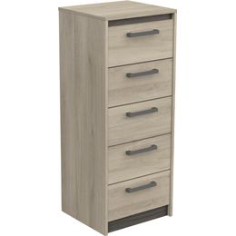 Kommode Demeyere Group, B:42,8cm H:107cm T:39,6cm, braun, Spanplatte, Schlafzimmer, Sideboards, "Watson", Schubkatenkommode 5 Schubladen