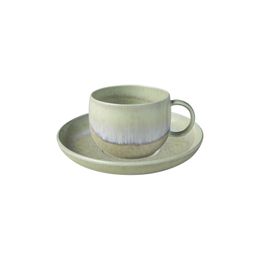 Tasse "Kaffeetasse mit Untertasse Perlemor Alga 190 ml gr&uuml;n", 1 tlg., gr&uuml;n, LIKE. BY VILLEROY & BOCH, Trinkgef&auml;&szlig;e