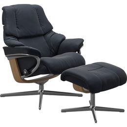 stressless "Reno" Set, Relaxsessel mit Hocker, mit Hocker, mit Cross Base, Gr&ouml;&szlig;e S, M & L, Holzakzent Eiche
