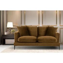 2-Sitzer Home Affaire, B:151cm H:80cm T:97cm, gelb, Samtoptik (100% Polyester);Struktur (100% Polyester), Sofas, "Cozy elegantes Designsofa, Ma&szlig;e