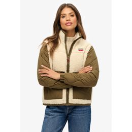 Superdry Damen Parka "FLEECE HYBRID JACKET", beige, Gr. L, Web, Obermaterial: 100% Polyester, Jacken