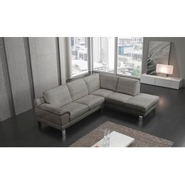 Ecksofa Egoitaliano, B:240cm H:84cm T:212cm, grau, Luxus-Micofaser Lederoptik (100% Polyester) ist ein neues technisches Gewebe mit einem visuellen