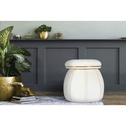 Sitzhocker Kayoom, B:51,5cm H:51,5cm T:51,5cm, wei&szlig;, Bezug: 50% Baumwolle 50% Acryl / Korpus: Pappelholz, Hocker, "Hocker Corin,extravagante