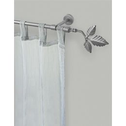 Gardinenstange Garesa, L:270cm &Oslash;:16mm, silber, Metall, Gardinenstangen, "SHEET", Vorhanggarnitur, verl&auml;ngerbar, Knopf mit Bl&auml;tter, ohne Ringe